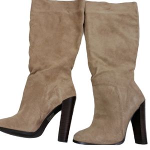 Colin Stuart | Shoes | Colin Stuart Suede Heel Boots Tan | Poshmark